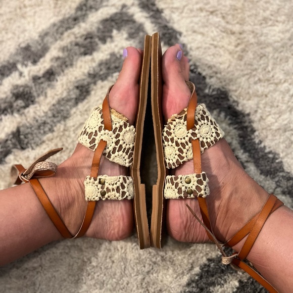 Farylrobin | Shoes | Faryl By Farylrobin Sandals Leather Straps To Tie ...